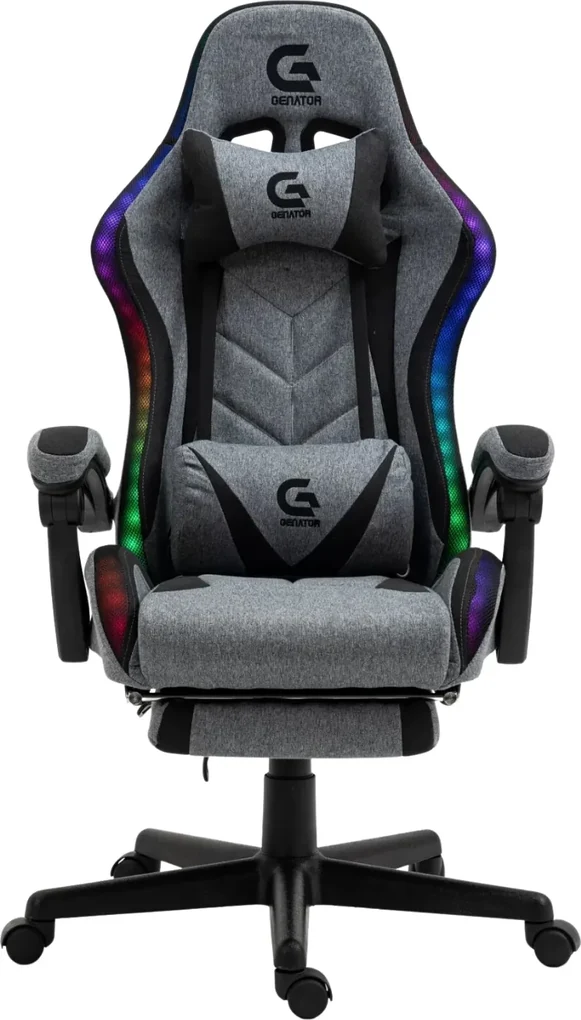Scaun gaming, sistem iluminare bandă LED RGB, cu masaj în perna lombară ...