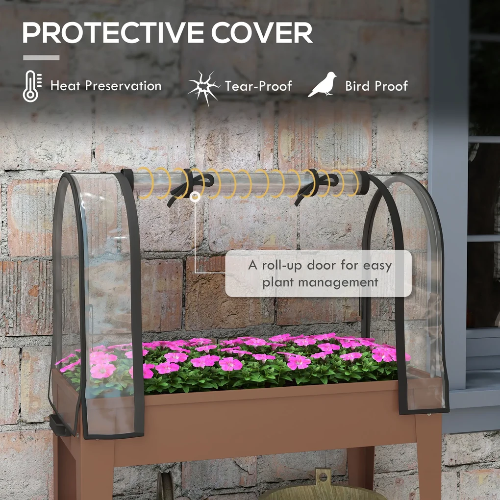 Outsunny Strat de Gradină Înălțat cu Acoperiș de Sera, Jardiniera ...