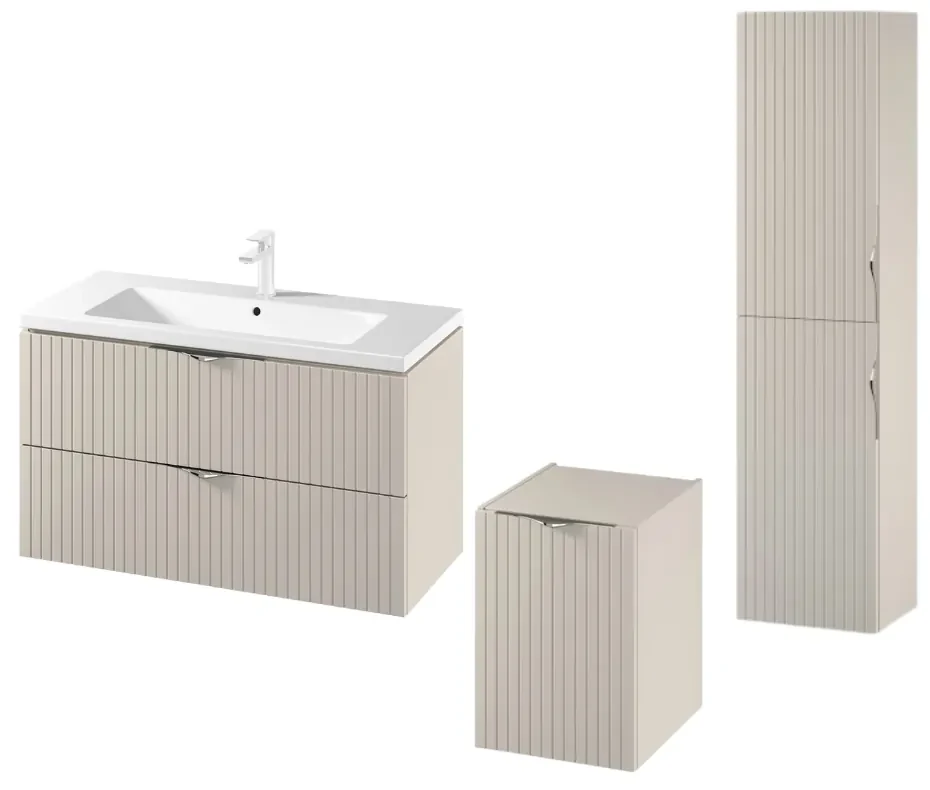 Set dulap baie suspendat 2 sertare si lavoar inclus 100 cm, dulap baie ...