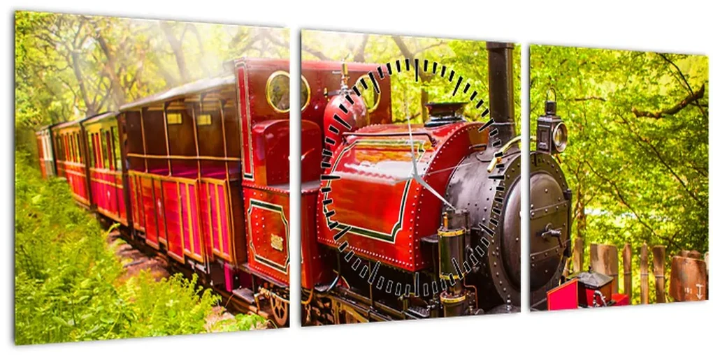 Tablou - Tren cu aburi (cu ceas) (90x30 cm) | BIANO