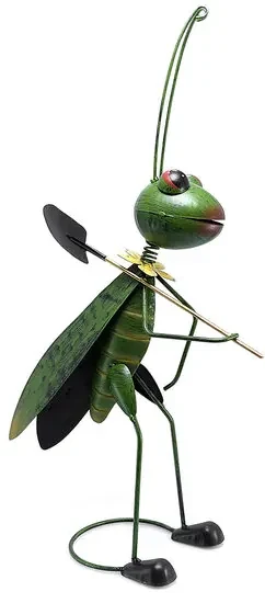 Decoratiune metalica pentru gradina, lacusta cu harlet 31x13x53 cm | BIANO