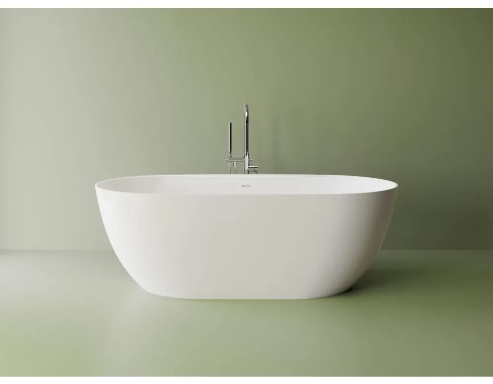 Cada freestanding compozit Marmite Lagos, 180 x 81 cm, ovala, alb ...