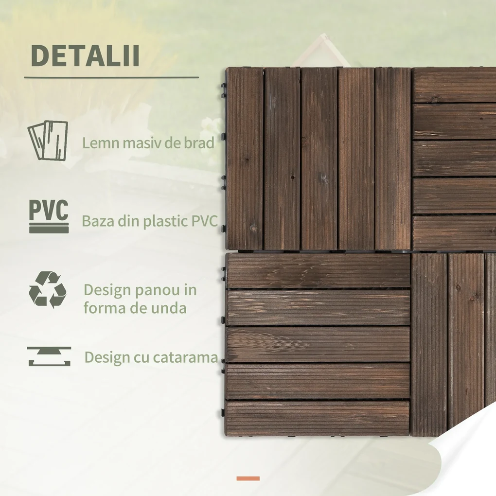 Outsunny dale exterior din lemn, 27 bucati, 30x30x2.5 cm maro | Aosom ...
