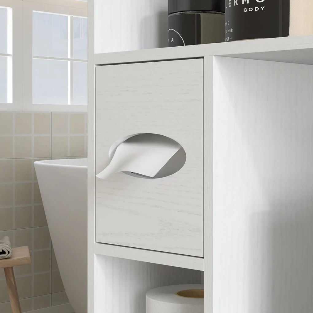 HOMCOM Mobilier WC deasupra toaletei cu dulap uși în formă de X, raft ...