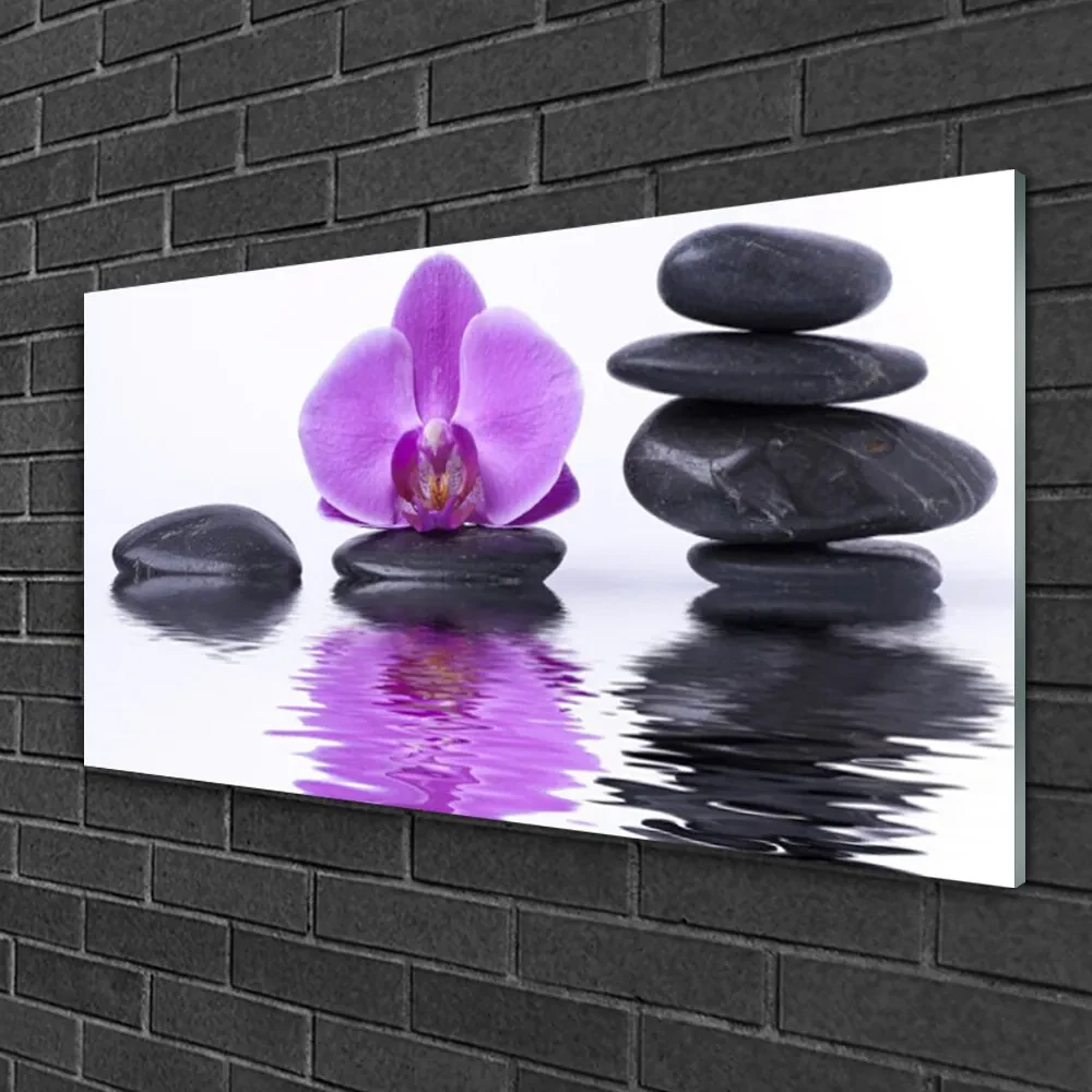 Tablou pe sticla Pietrele de flori Arta Roz Gri | BIANO