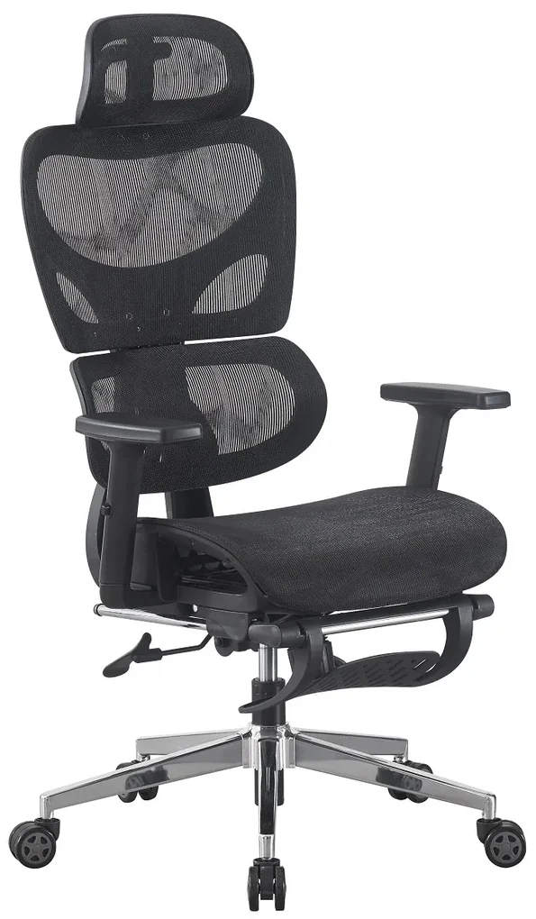 Scaun ergonomic Meta Chair Plus, suport picioare, Full Mesh, Negru | BIANO