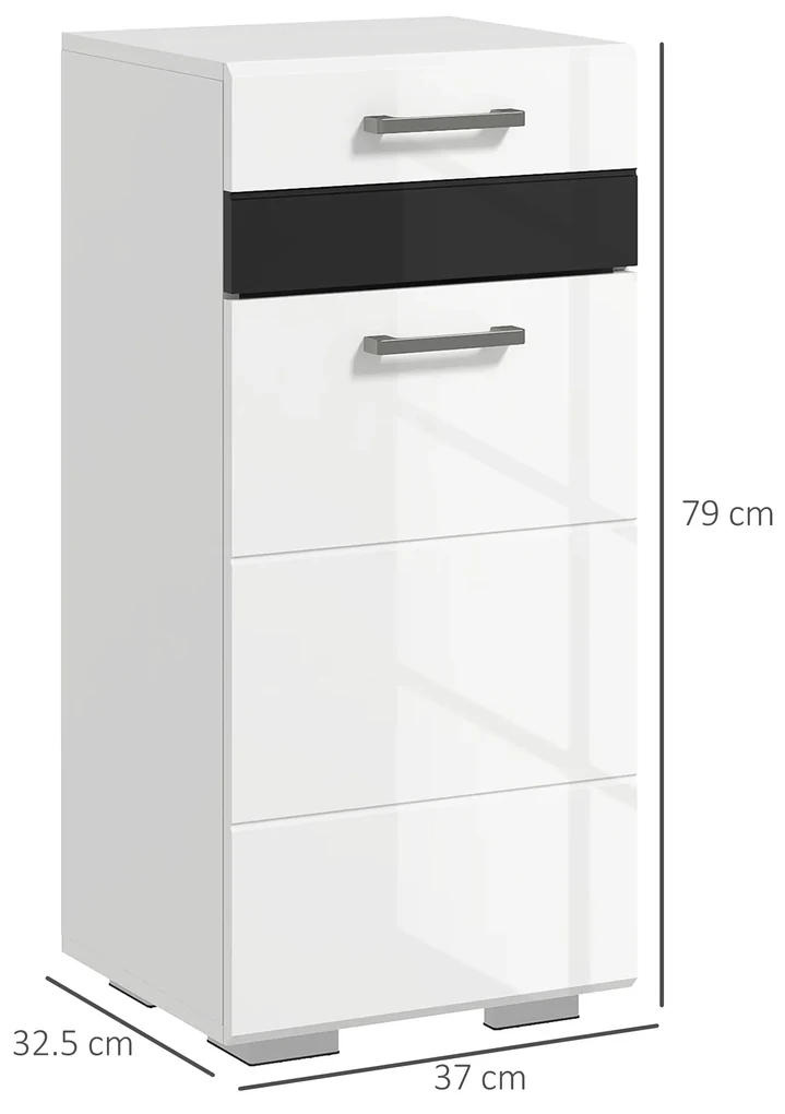 Kleankin Dulap de Baie Luciu Înalt, Depozitare cu Sertar și Raft ...