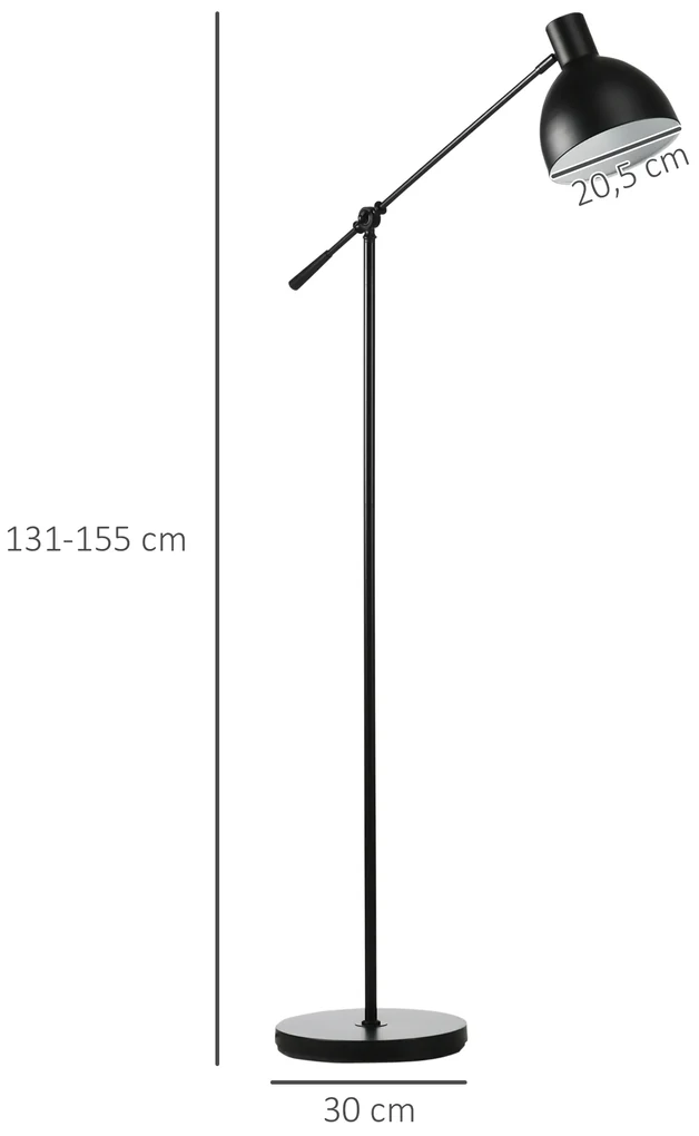 HOMCOM Lampadar de podea pentru living 40 W înălțime ajustabilă, abajur ...