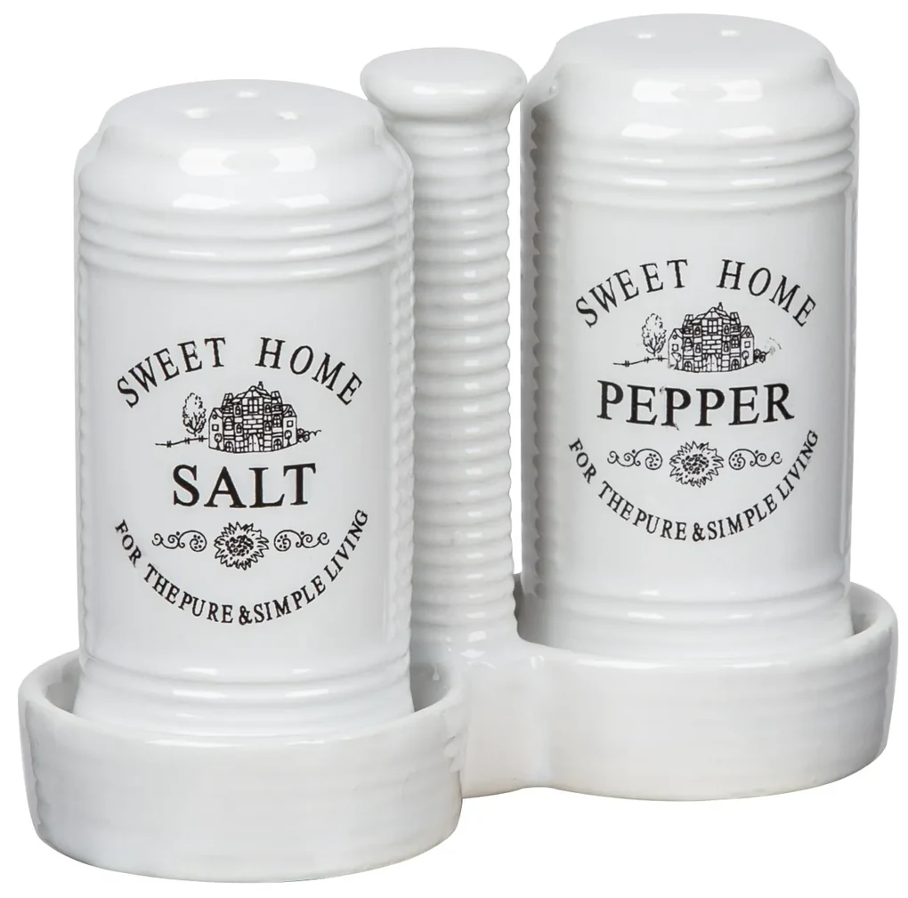 Set alb solnita sare piper din ceramica | BIANO