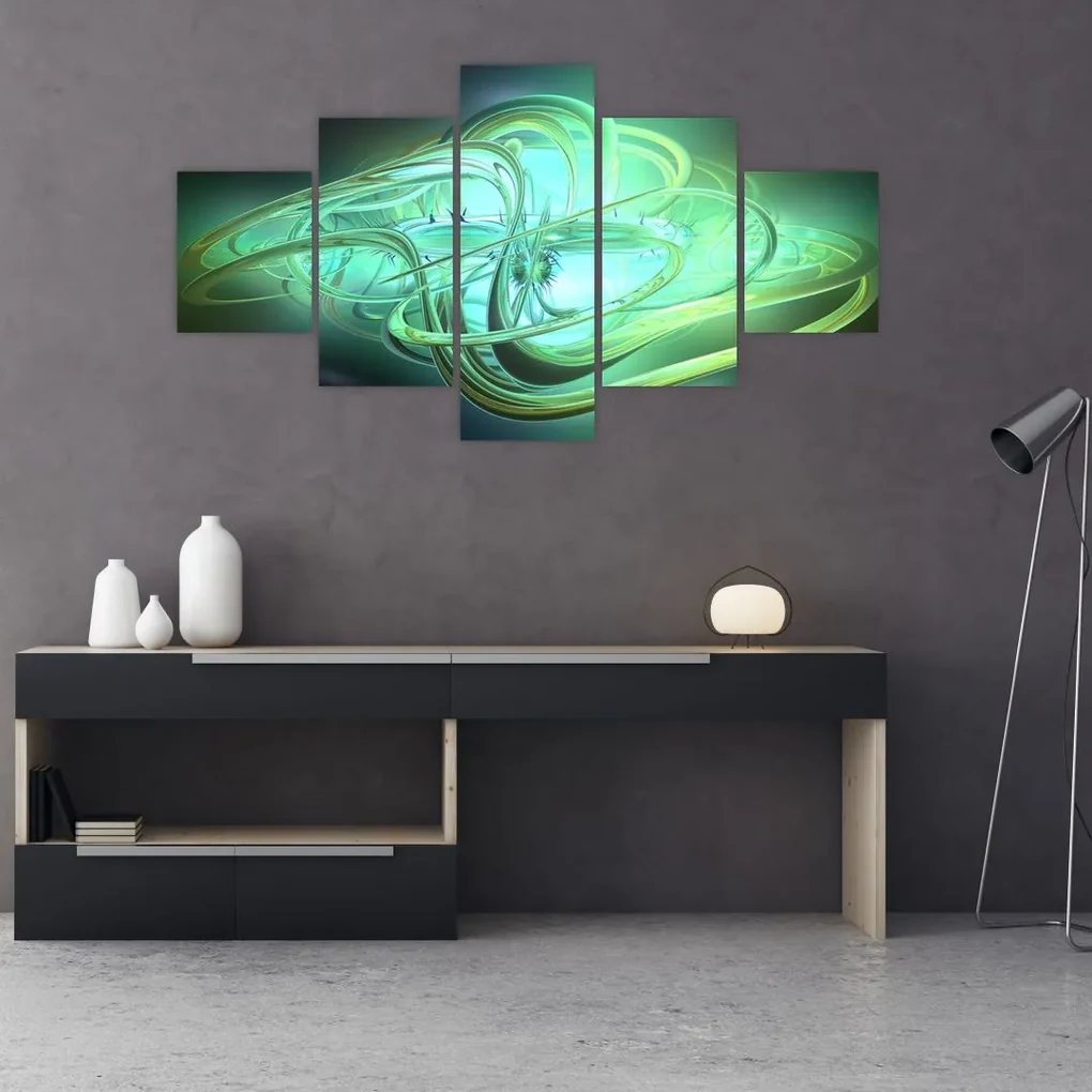 Tablou cu abstracție verde (125x70 cm), în 40 de alte dimensiuni noi ...
