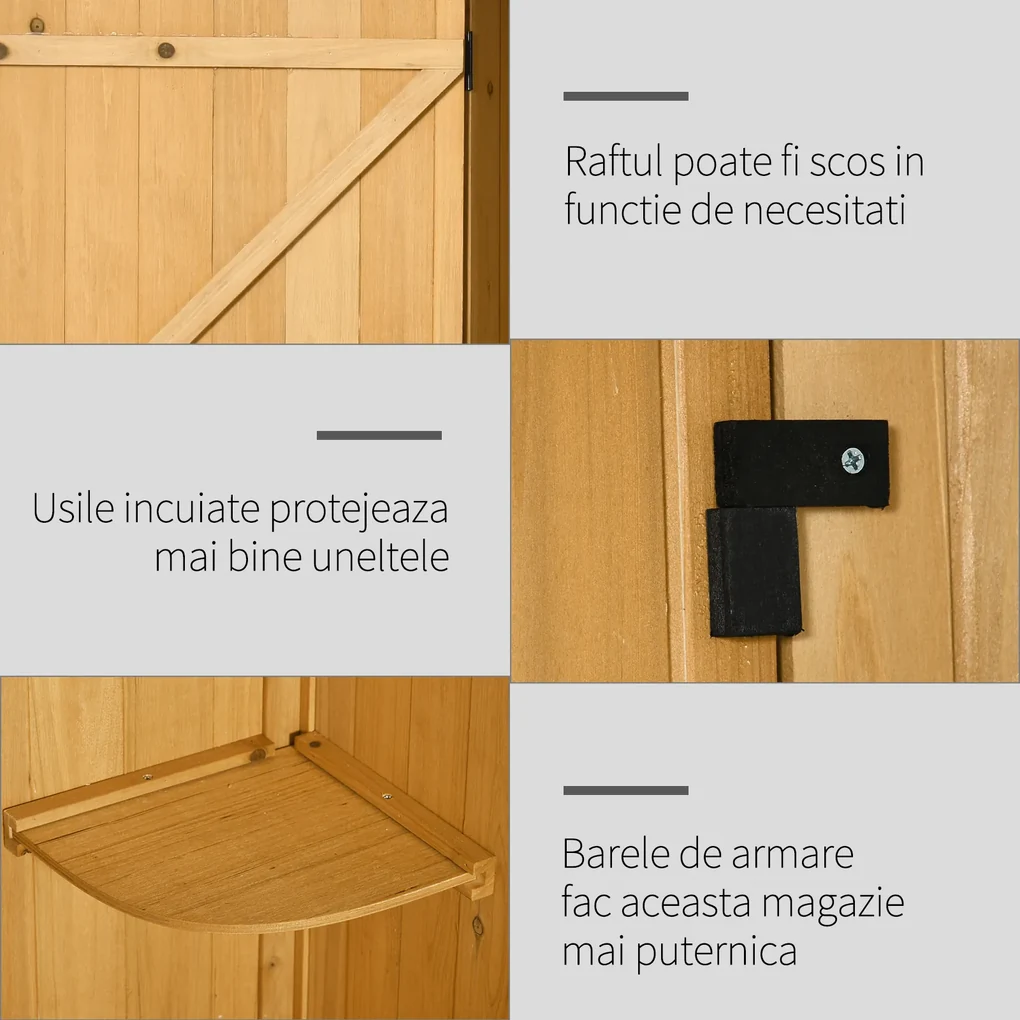 Outsunny Magazie de Gradina din Lemn, Casuta pentru Scule, sopron ...