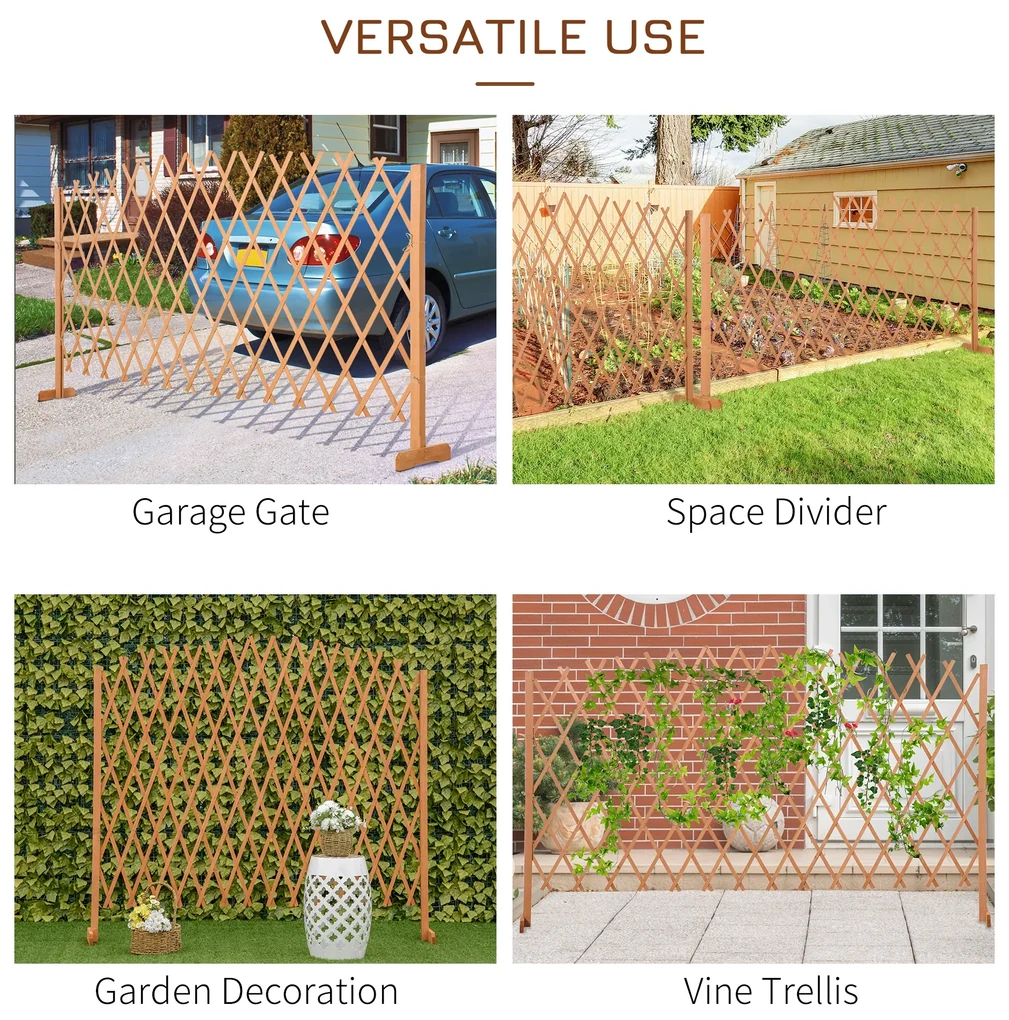 Outsunny Gard pentru Gradina Extensibil din Lemn 150cm, Gard de Lemn cu ...