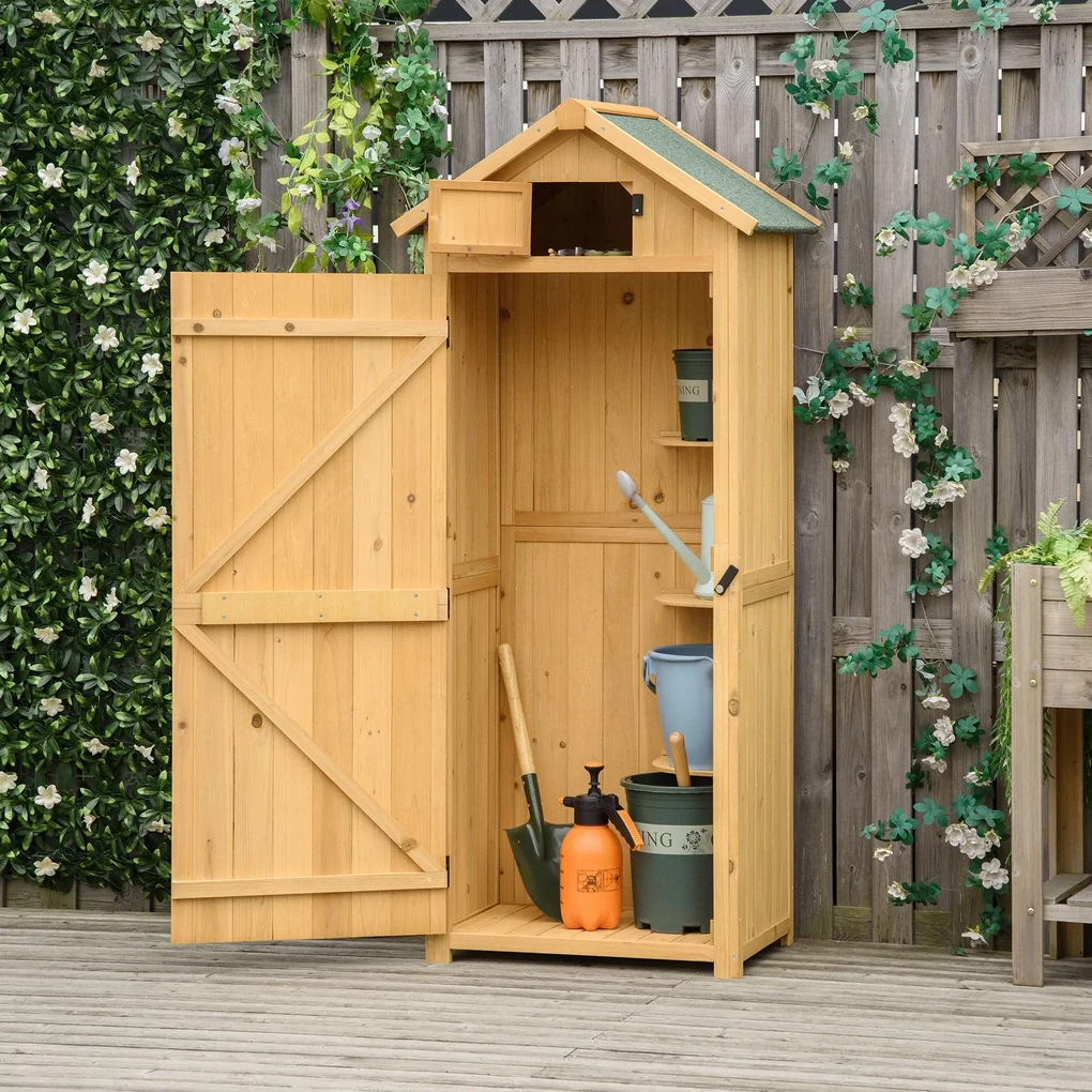 Outsunny Magazie de Gradina din Lemn, Casuta pentru Scule, sopron ...