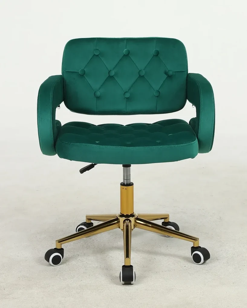 Scaun birou, rotativ, baza metalica, tapiterie catifea, Verde | BIANO