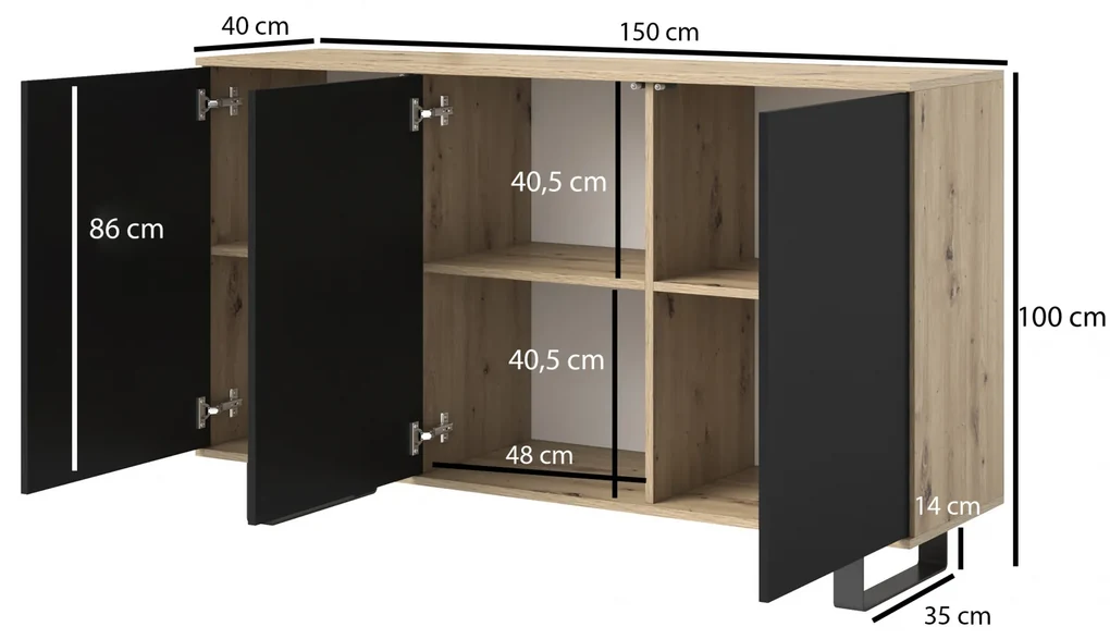 Comoda moderna cu 3 usi , pentru living ,dormitor, deschidere push open ...