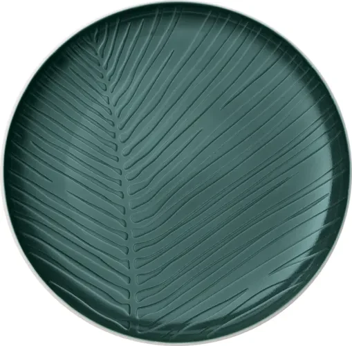 Farfurie intinsa din portelan, It's my Match Leaf Alb / Verde, 24 cm ...