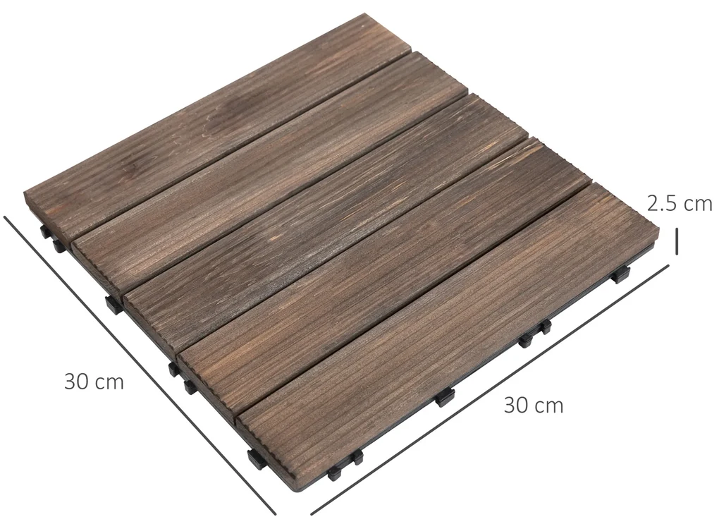 Outsunny dale exterior din lemn, 27 bucati, 30x30x2.5 cm maro | Aosom ...