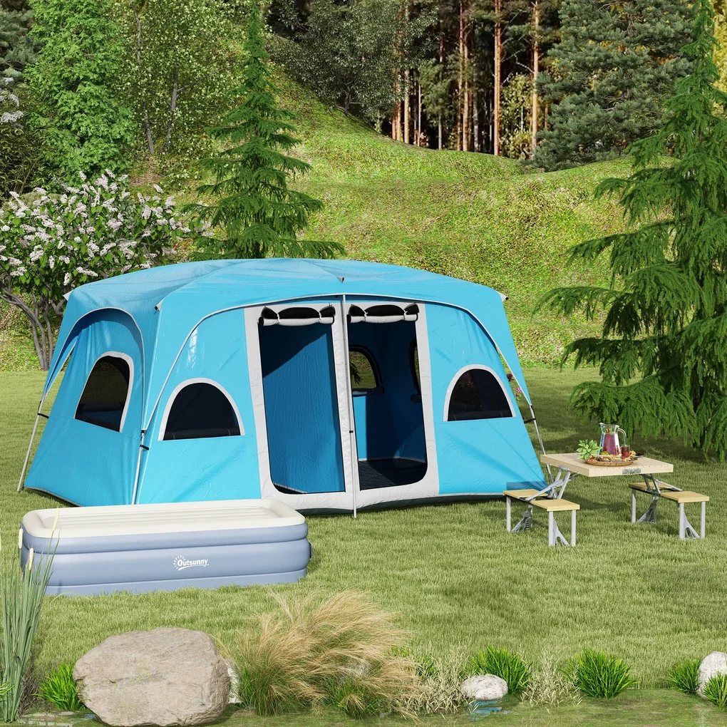 Outsunny Set Picnic Pliabil cu Masa, Scaune, Loc pentru Umbrelă, Cadru ...