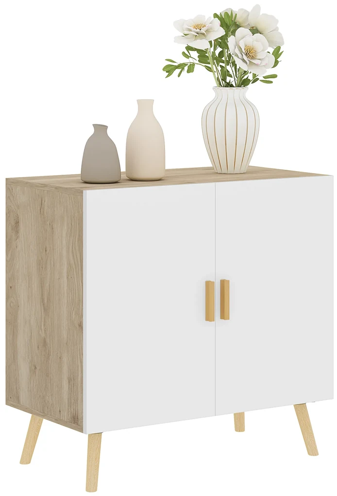 HOMCOM Comodă Modernă cu Raft Reglabil pe 3 Niveluri din Lemn, Alb și ...