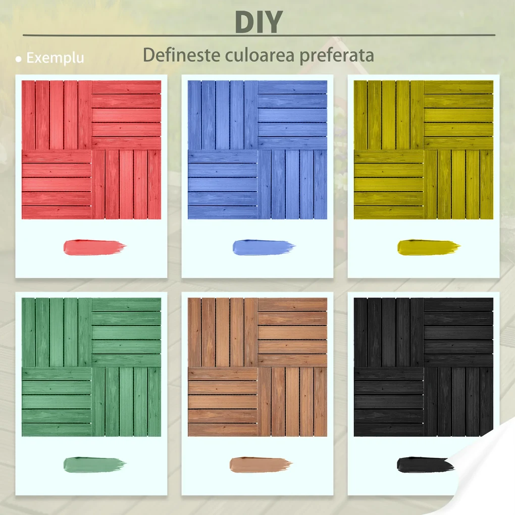 Outsunny dale exterior din lemn, 27 bucati, 30x30x2.5 cm maro | Aosom ...