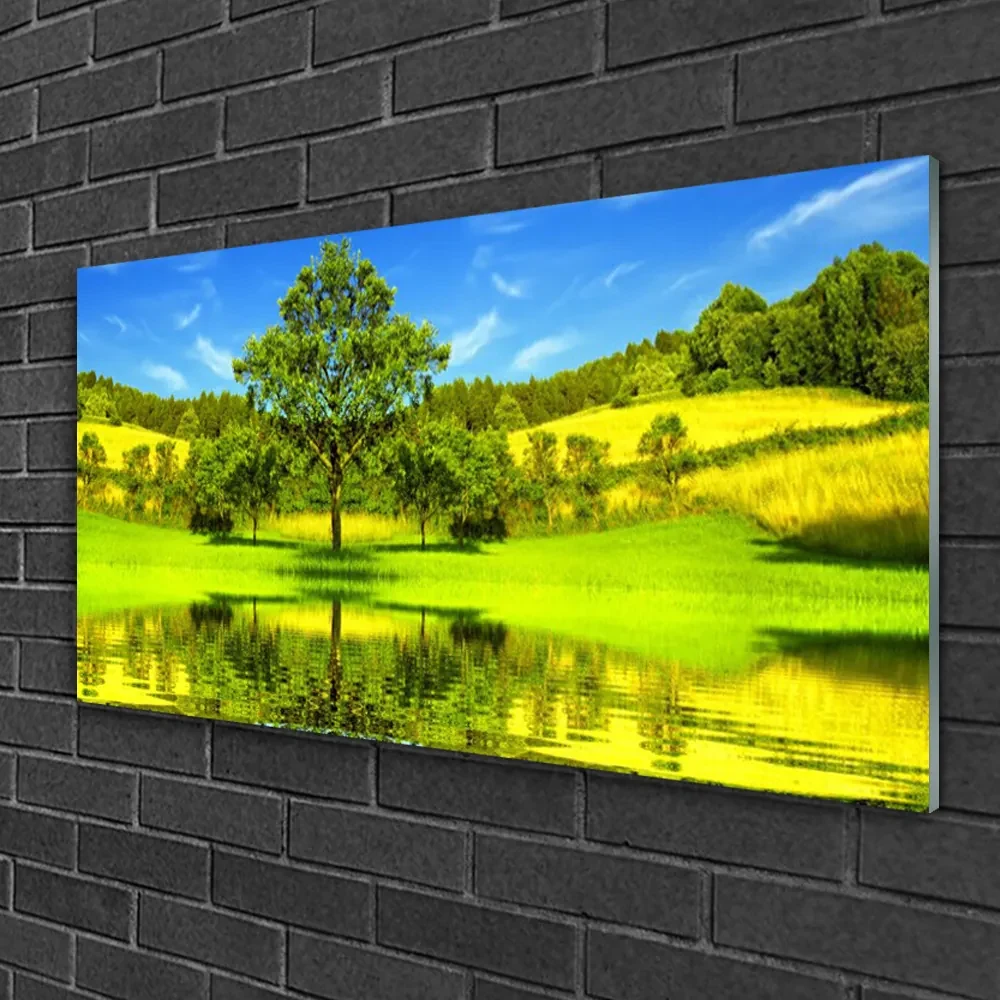 Tablou pe sticla Meadow copac Natura Verde Maro | BIANO