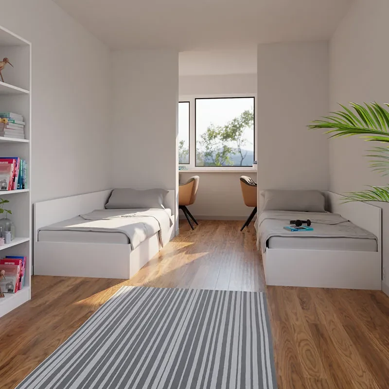 Pat de colt stanga Mobiref, 200 X 90 X 65 cm, PAL Alb 18 mm | BIANO