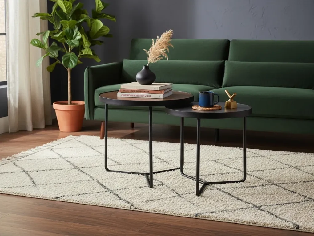 Mese auxiliare PENELOPE set 2 buc Ø 50 cm, maro/negru | BIANO