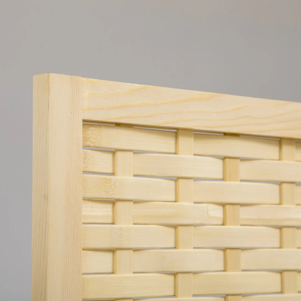 HOMCOM Separator de Cameră din Lemn și Bambus, Paravan Pliabil, Design ...