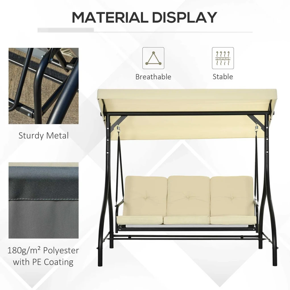 Outsunny Balansoar de Gradina 3 Locuri, Balansoar Pat pentru Exterior ...