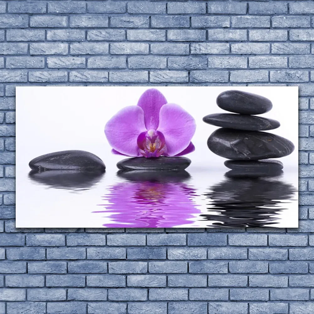 Tablou pe sticla Pietrele de flori Arta Roz Gri | BIANO