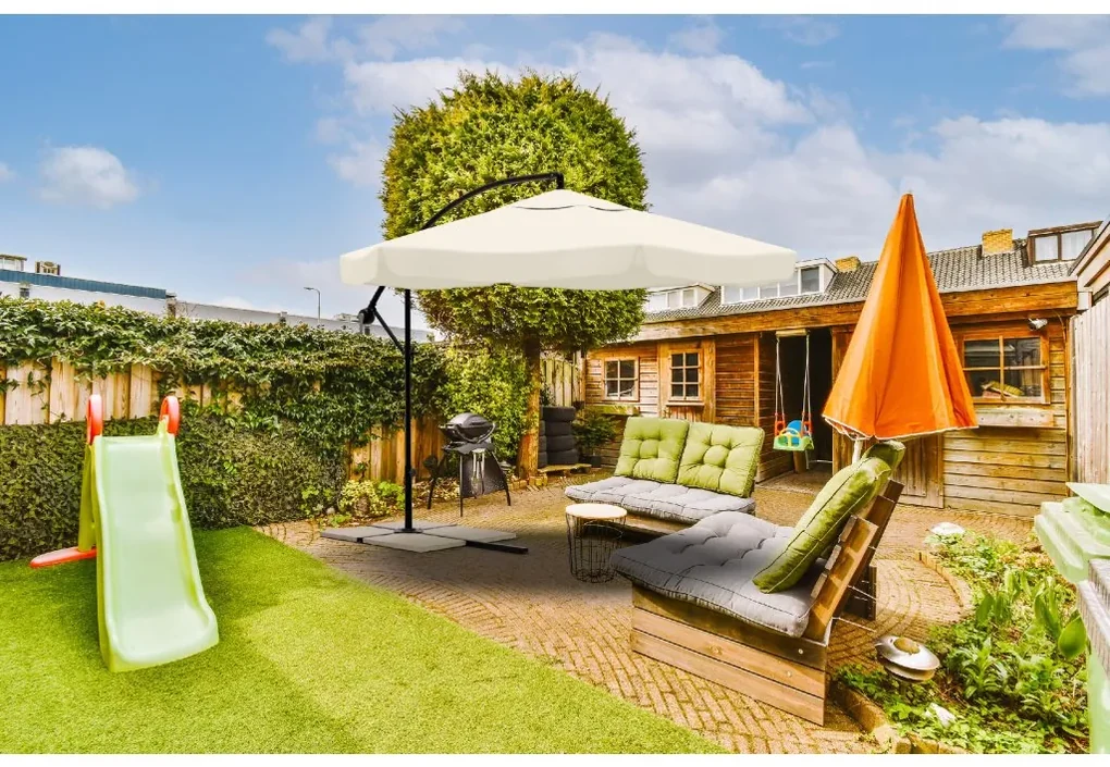 Umbrela de soare pliabila pentru gradina LEVI 300 cm, bej + ambalare ...