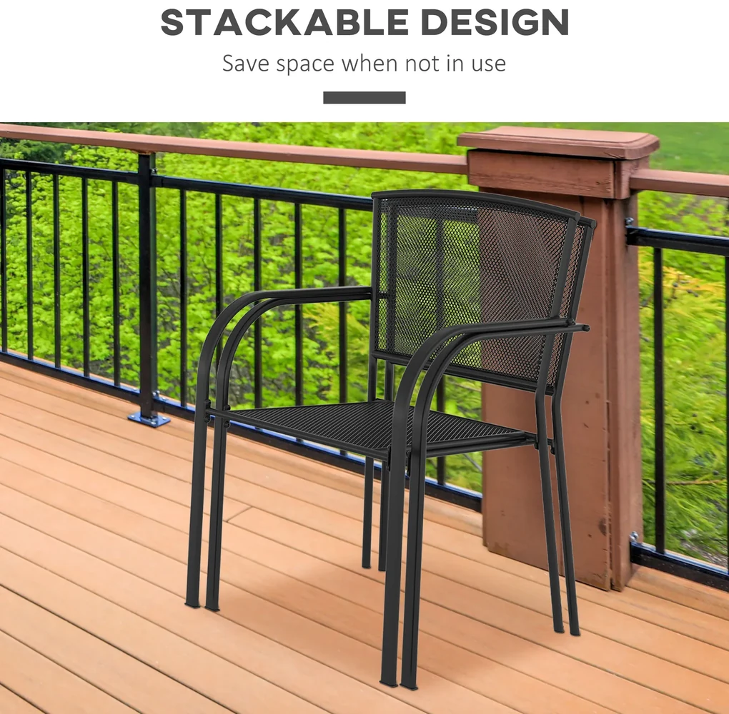 Outsunny Set de 2 Scaune de Grădină din Metal, Confortabile pentru ...