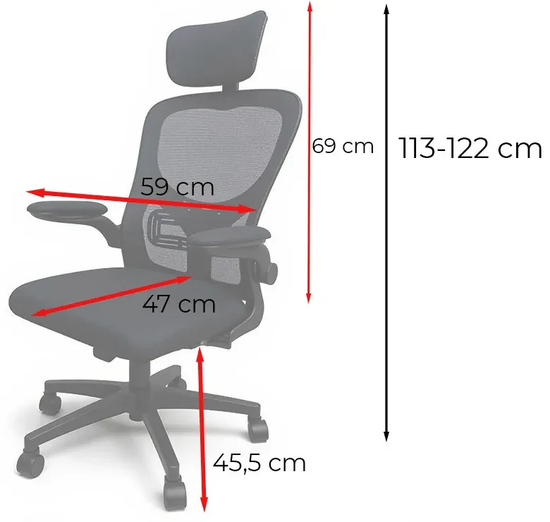 Scaun de birou ergonomic Flexo, pivotant, negru, cu suport lombar | BIANO