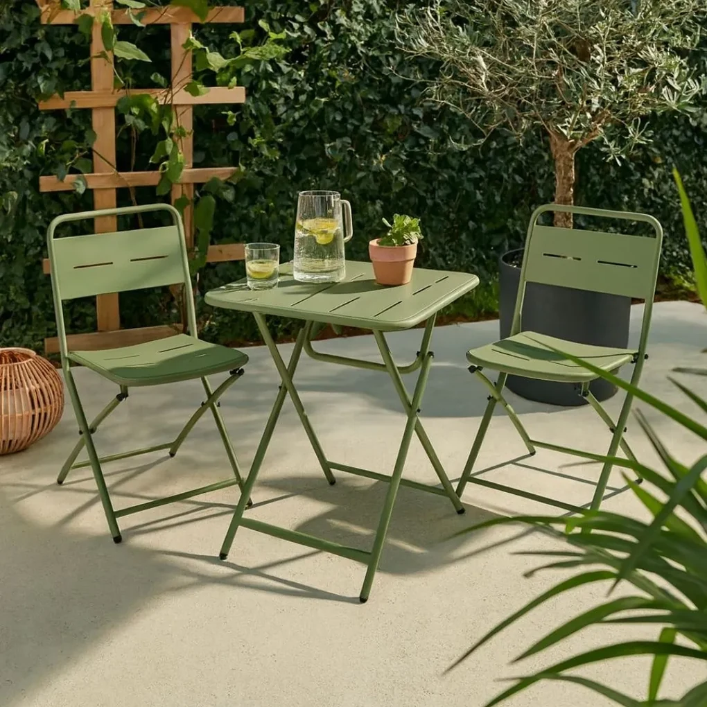Set mobilier pliabil pentru balcon, masă pătrată 60×60 cm și 2 scaune ...