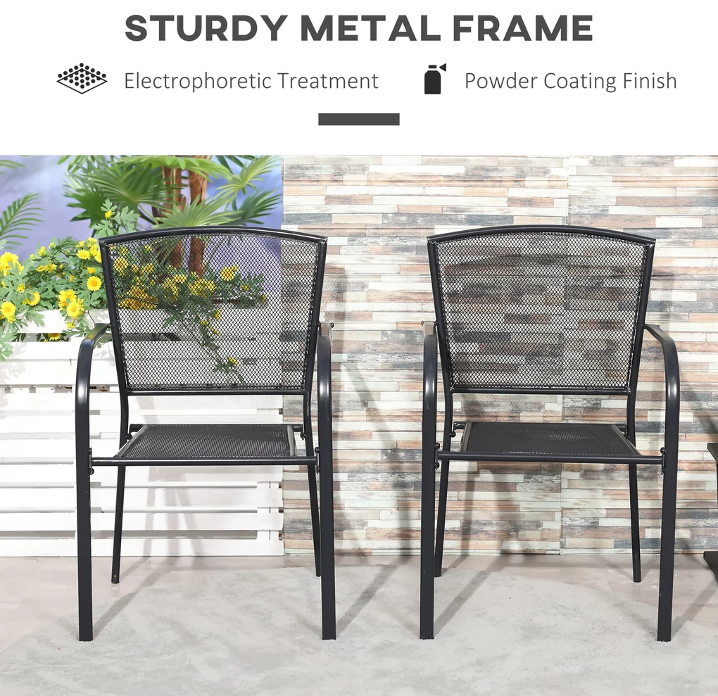 Outsunny Set de 2 Scaune de Grădină din Metal, Confortabile pentru ...