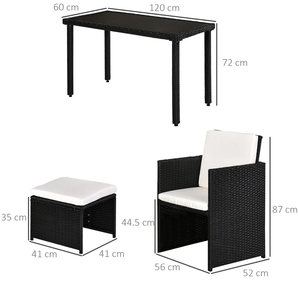 Set Mobila de Gradina Rattan 5 Buc Outsunny, cu Perne Combinate ...