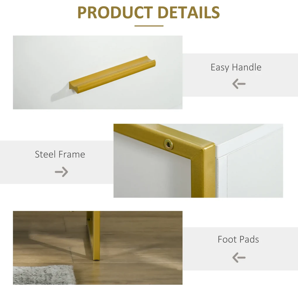 HOMCOM Set din 2 Noptiere Moderne, Noptiere cu Raft și Sertar ...