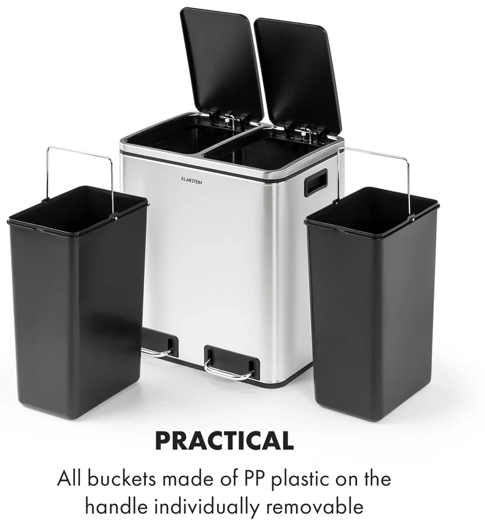 Trash Gordon, coș cu pedală, 30 l / 2 x 15 l, PP, oțel inoxidabil ...