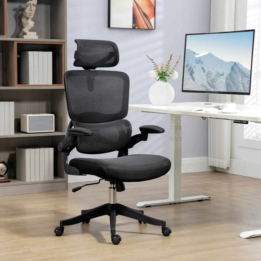Vinsetto Scaun Ergonomic de Birou cu Spătar Reglabil Tetieră Cotiere ...