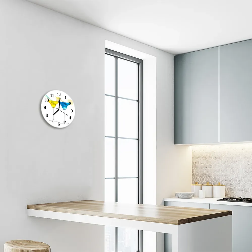 Ceas de perete din sticla rotund Cocktail Alimente și băuturi Multi ...