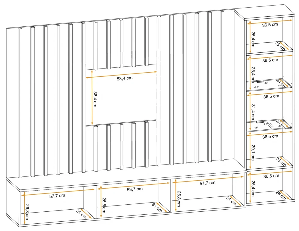 Set mobila living, suspendata, prindere perete, cu riflaj inclus, usi ...