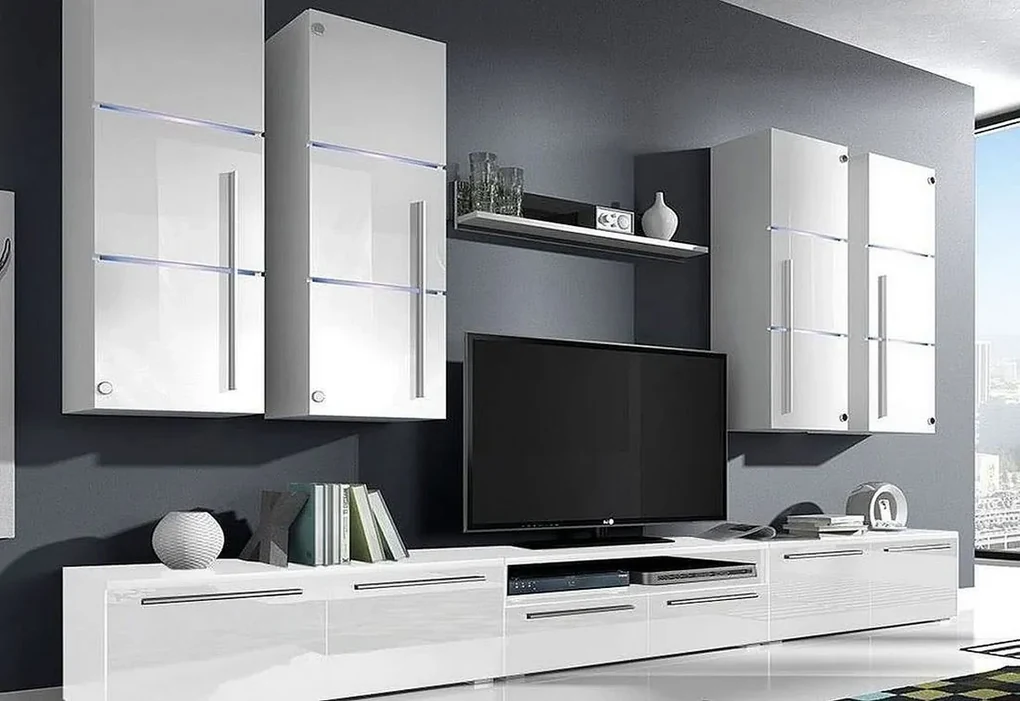 Expedo Mobilă sufragerie LOBO, dulapurile superioare: negre, dulapurile ...