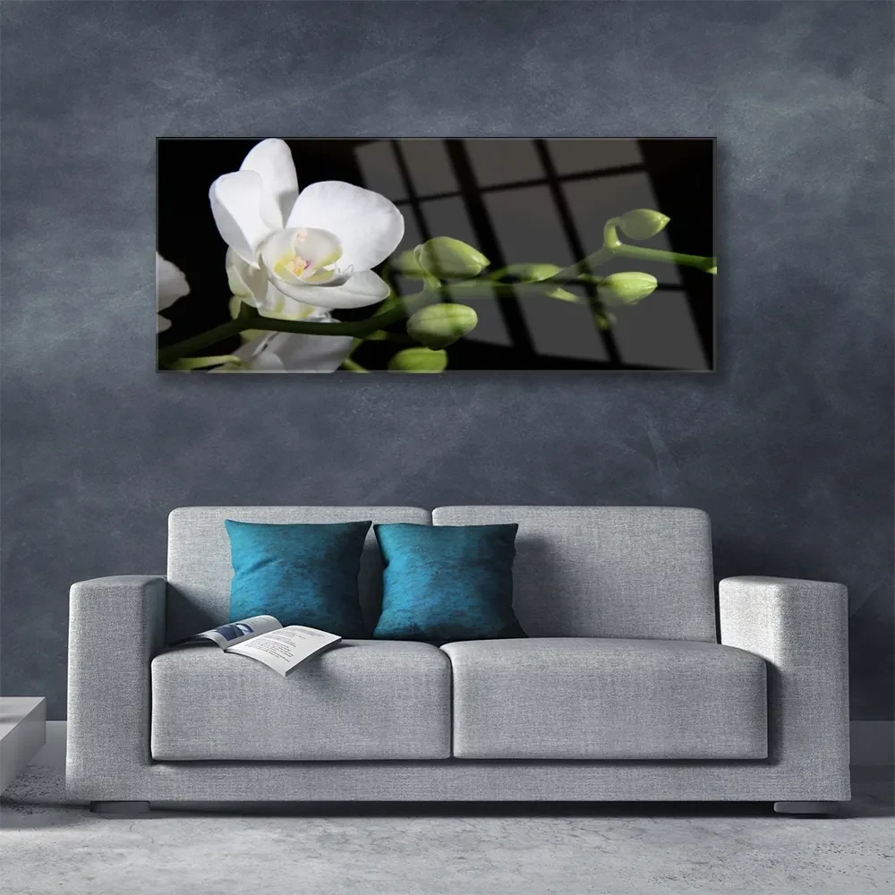 Tablou pe sticla Florale flori albe | BIANO