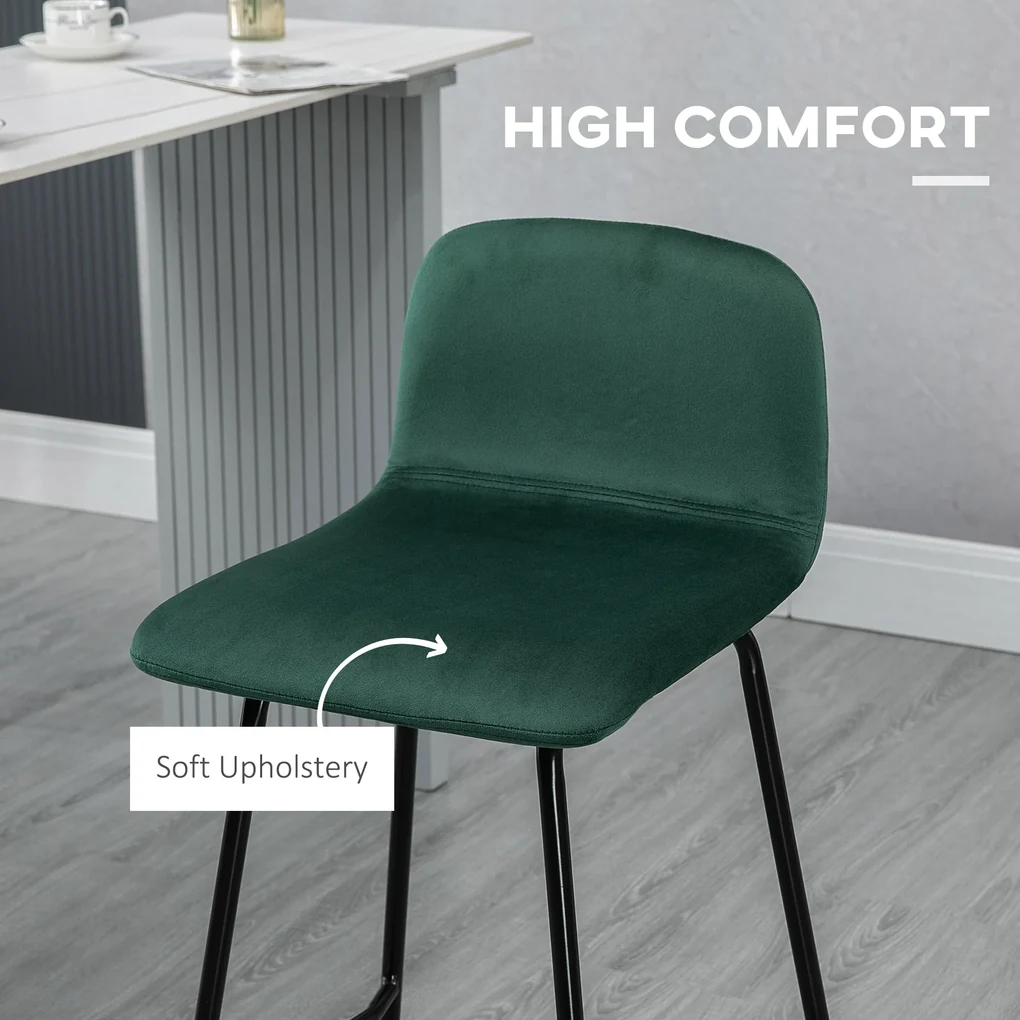 HOMCOM Set de 4 Scaune de Bar Moderne, Tapitate cu Spătar, Confortabile ...