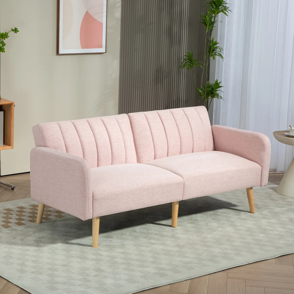 HOMCOM Canapea extensibilă 2 locuri Design scandinav Spătar înclinat 3 ...