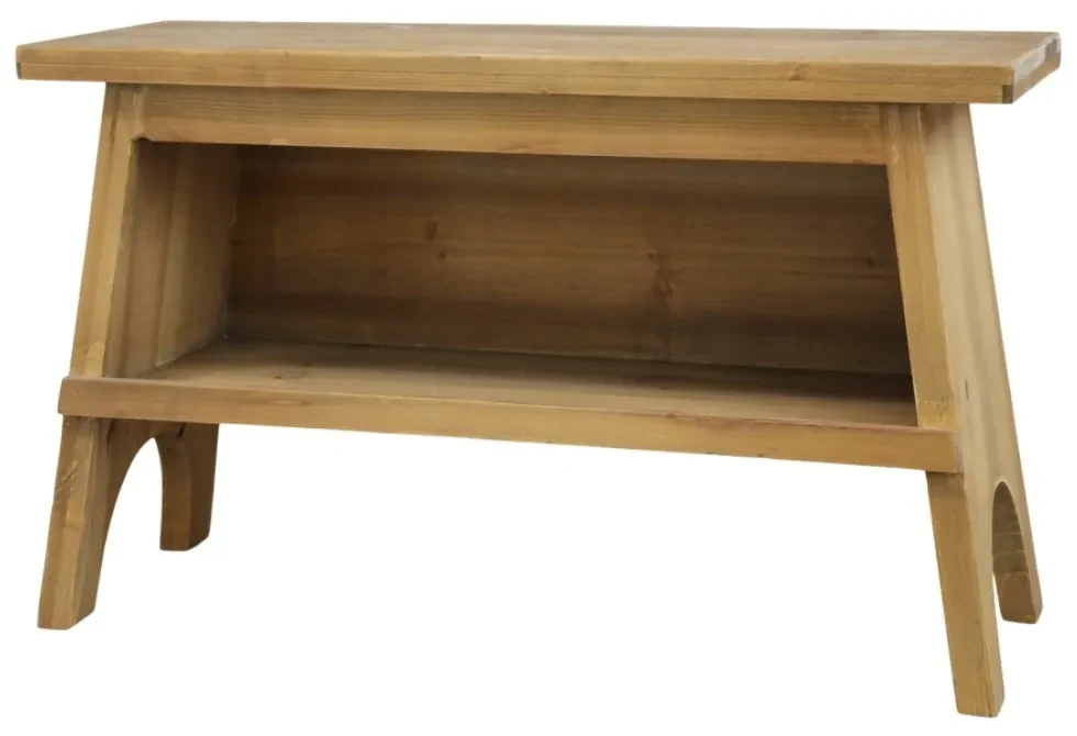 Banca din lemn, cu raft, aspect rustic, Shelf | BIANO