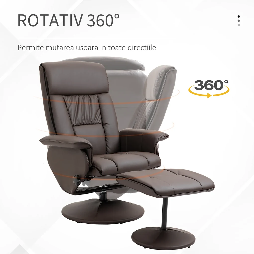 Scaun rabatabil si otoman HOMCOM cu baza infasurata, scaun pivotant din ...