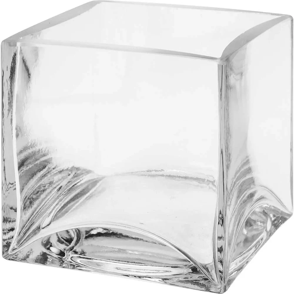 VAZA FORMA CUB, DIN STICLA, 10X10X10 CM | BIANO