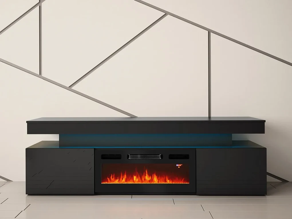 Comoda TV 2D cu semineu Lestirola LED | BIANO