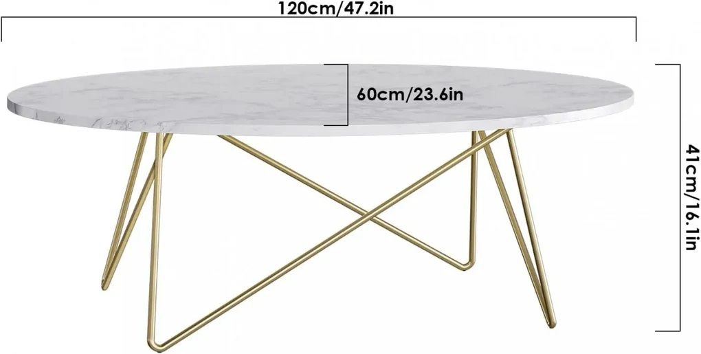 MCAU10 - Masuta de cafea ovala, 120 cm, picioare metalice, blat cu ...